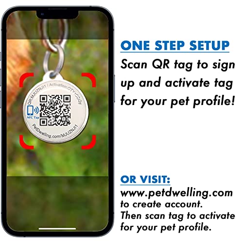 Pet Dwelling Premium NFC-QR Code Pet ID Tags - Dog Tags and Cat Tags, Connect to Online Pet Profile, Receive Instant Scanned Location Email Alert(Rose Gold Paw)