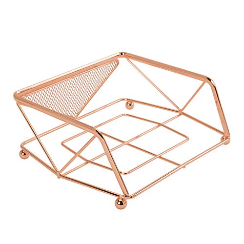 Kitchen Details Geode Free Standing Napkin Holder | Dimensions: 8. 25"x 7"x 3. 25" | Geometric Design | Freestanding | Rust Resistant | Kitchen Accessories | Chrome, Medium, Copper