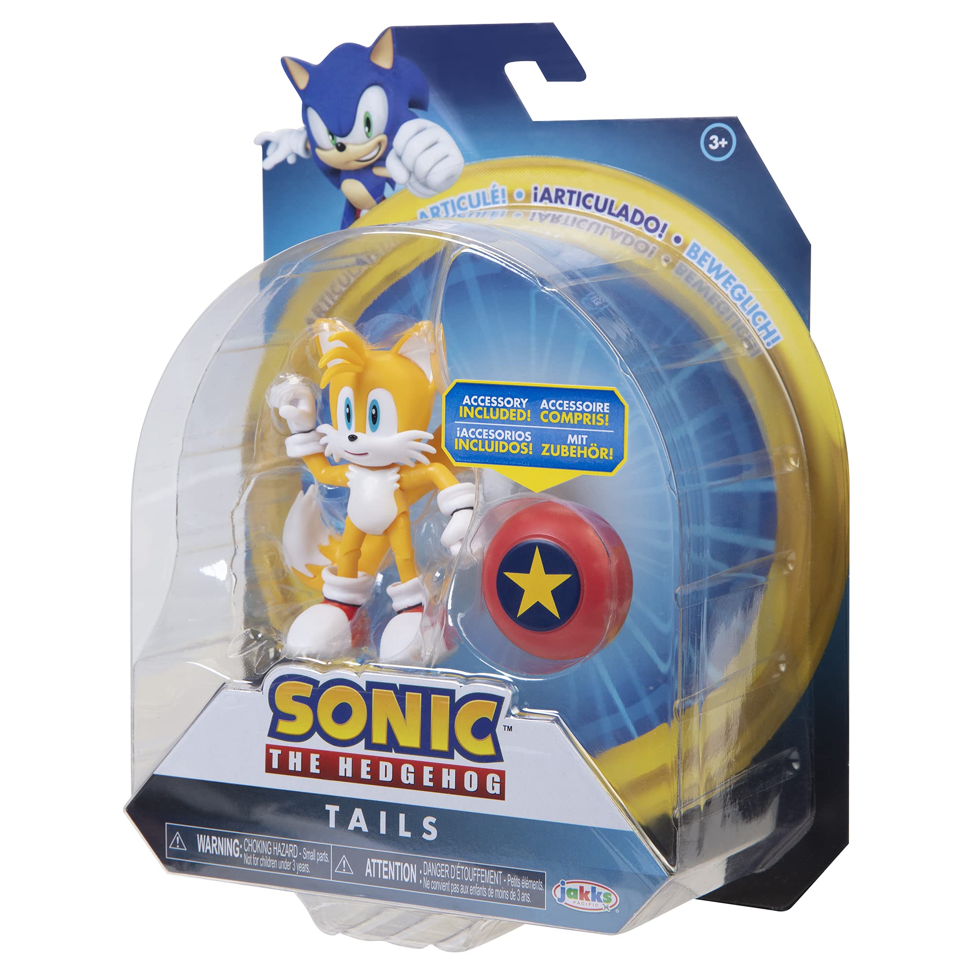 Sonic The Hedgehog 4-Inch Action Figure Modern Tails with Star Spring Collectible Toy
