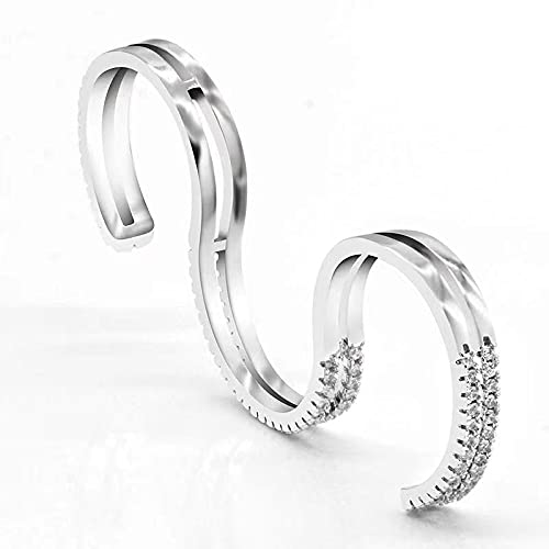 Dinuo Exquisite micro-inlaid three-finger women's ring Adjustable size with AAA cubic zirconia classic finger ring, ins trendy and cool niche design, style, fashionable personality, light luxury tail