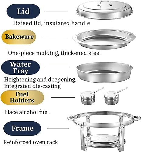 Oval Chafing Dish Set, Stainless Steel Food Warmer for Caterings Banquet Parties, Buffet Server Warming Tray with Water Pans and Fuel Holders