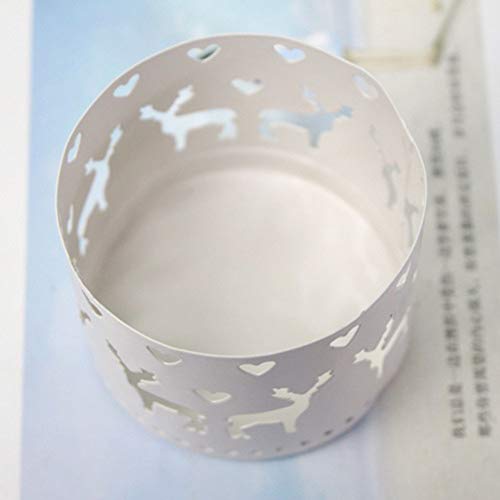 qiguch66 Metal Iron Hollow Candle Holder,Round Xmas Pattern Hollow Candle Holder for FestiveThansgiving Christmas Home Party Ornament Table Decor Black Small Deer#