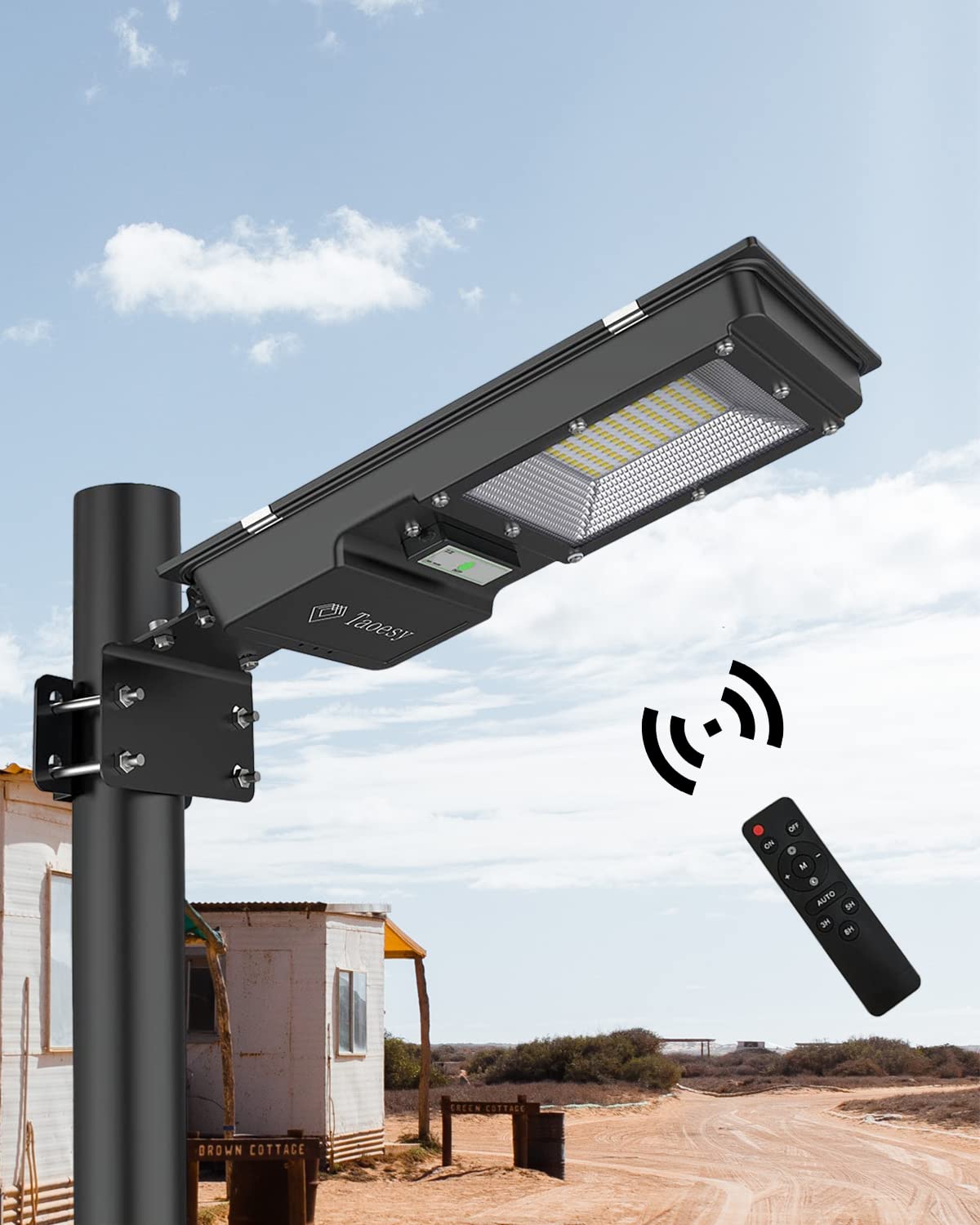 Taoesy 800W Solar Street Lights Outdoor, 60000LM Motion Sensor LED Solar Parking Lot Light Dusk to Dawn, IP65 Waterproof Solar Security Flood Light with Remote Control for Area Lighting, Yard, Garage