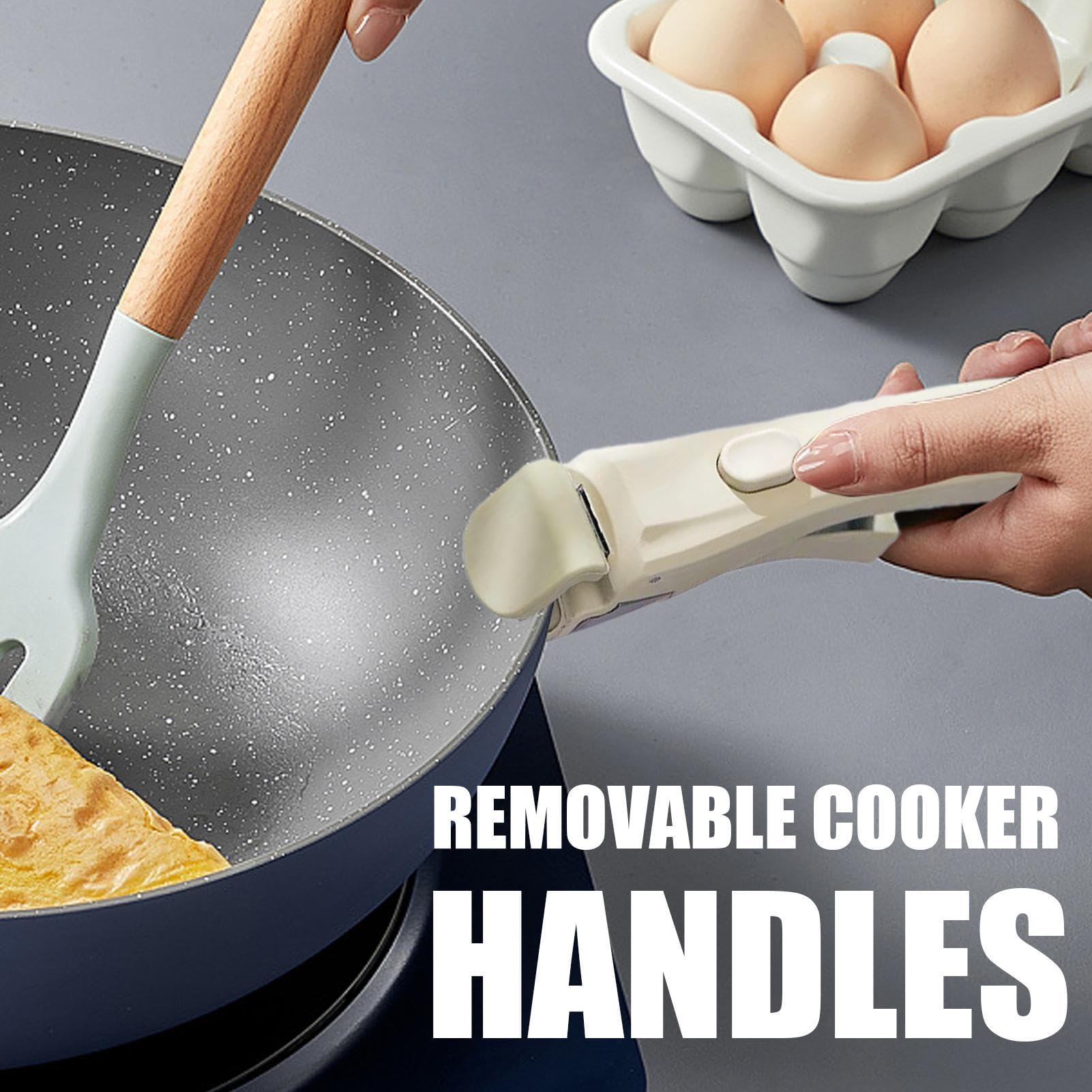 Generic Removable Pot Handle | Detachable Pot Handle | Pot Frying Pan, Stockpot Handle Grip Ergonomic Cookware Handle Replacement Pot Handle Country Kitchen Handles Removable Frying Pan, White