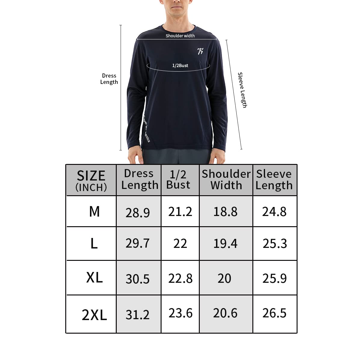 ElsMorr Men's Crew Performance Tech Long-Sleeve T-Shirt Quick Dry Running Lightweight Workout T-Shirts Black
