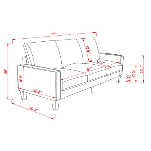 Lepfun Large Sofa, Three-seat Sofa Classic Tufted Chesterfield Settee Sofa Modern 3 Seater Couch Furniture Tufted Back for Living Room (Beige)