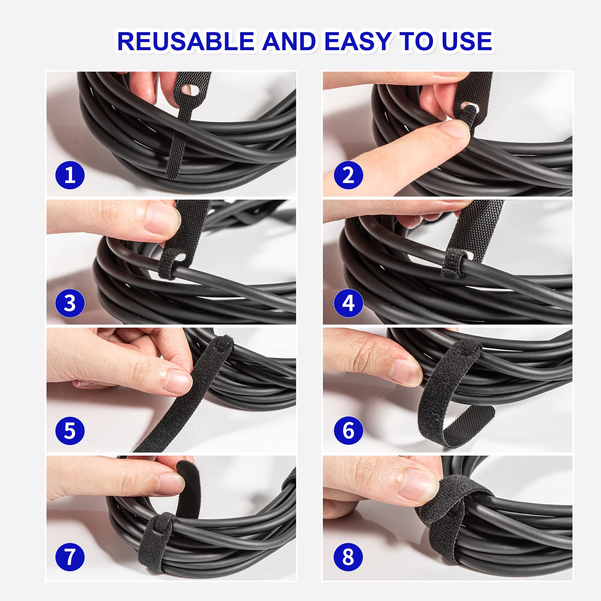 Devaso 6 Inches Reusable Cable Ties, 10PCS Cable Management Cord Organizer for Playstation VR2 Gaming, velcro straps for Home Office Data Centers Electronics PC TV VR Gaming