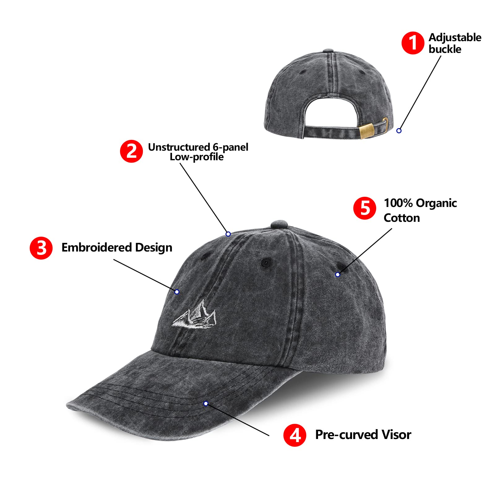 DASMINI Dad Hats for Men Womens Baseball Caps Mountain Hat Adjustable Unstructured Vintage Outdoor Cap(Winery)