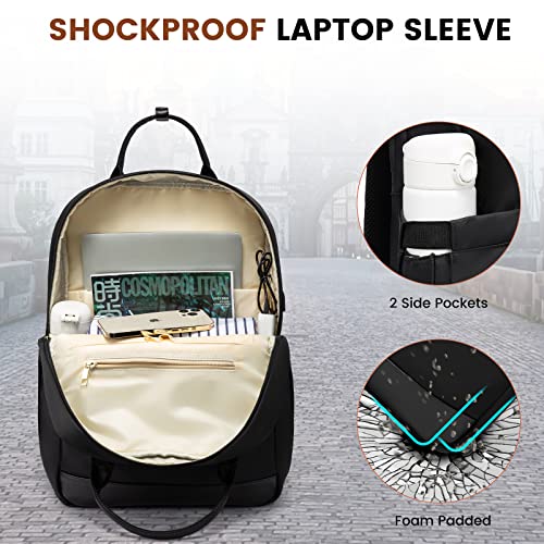 LOVEVOOK Laptop Backpack for Women, 17 inch Travel Bag with USB Port, Large Capacity Professor Work backpack purse, Fashion Computer Nurse Business Hiking Weekend Daypack, Black