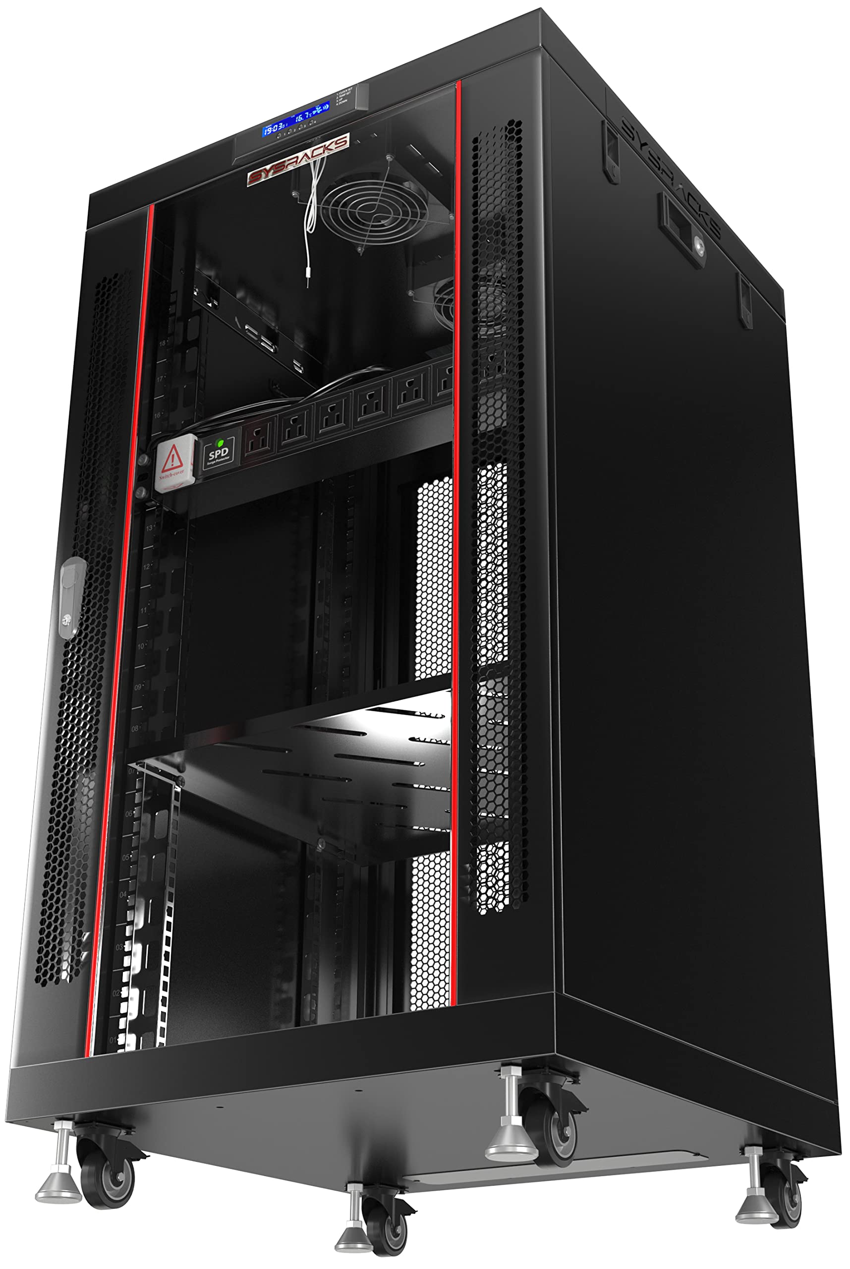 Sysracks 18U 24inch Deep Server Rack Cabinet It Enclosure Premium Series Data It Locking Under Desk Network Rack with Wheels PDU and Other Accessories