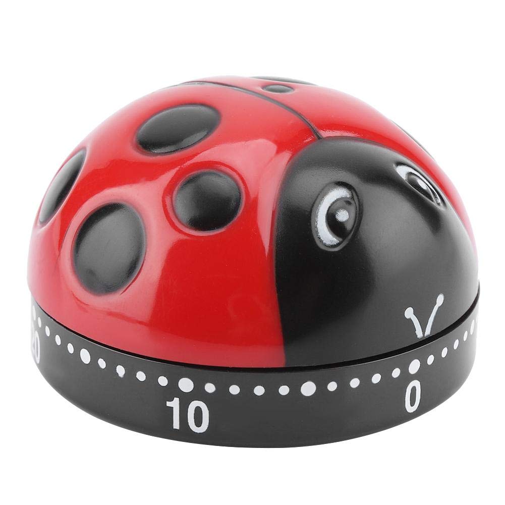 Fdit Cute Ladybug Shape Kitchen Timer 60 Minutes Timer with Loud Ring Mechanical Wind-Up Timer Kitchen Cooking Utensils