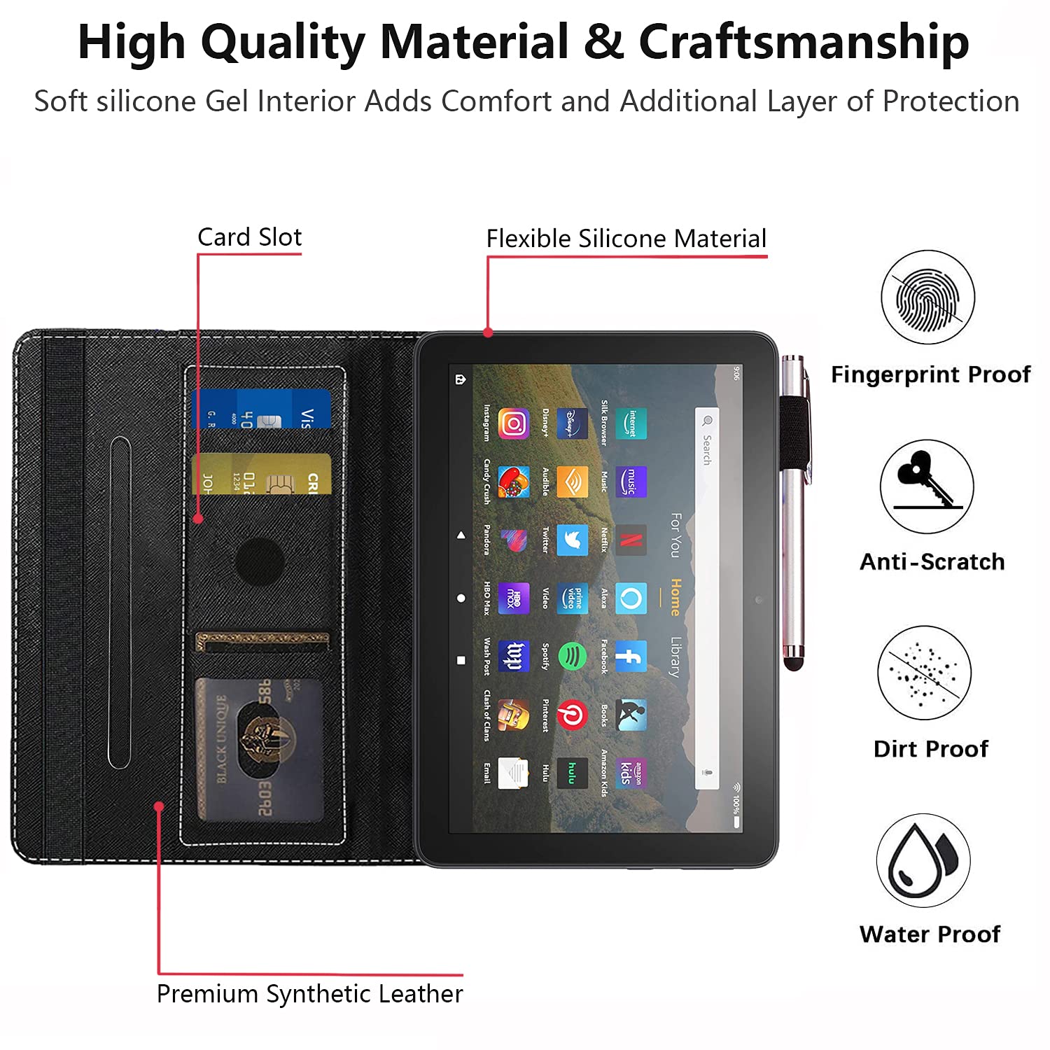 FVAENDHIO Case for Amazon Kindle Fire HD 8 & Fire HD 8 Plus Tablet (12th/10th Generation, 2022/2020 Release) - Premium PU Leather Cover with Auto Sleep Wake, You are My Sunshine, Sunflower