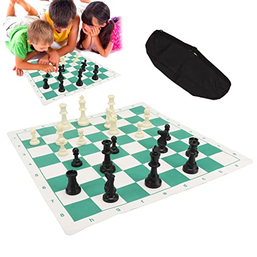 TOPINCN Portable Chess Checkers Set with Zipper Storage Bag Folding Roll Up Travel Checkers Games for Kids Adults