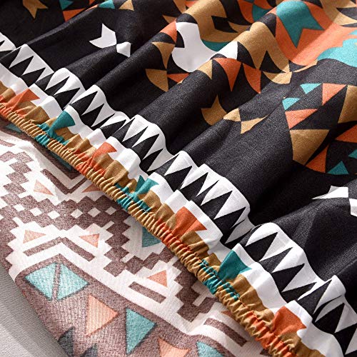NATURETY Bedding Fitted Sheet with Deep Pocket,Thicken Printed Fabric Bed Sheets (Brown(Boho), Twin)