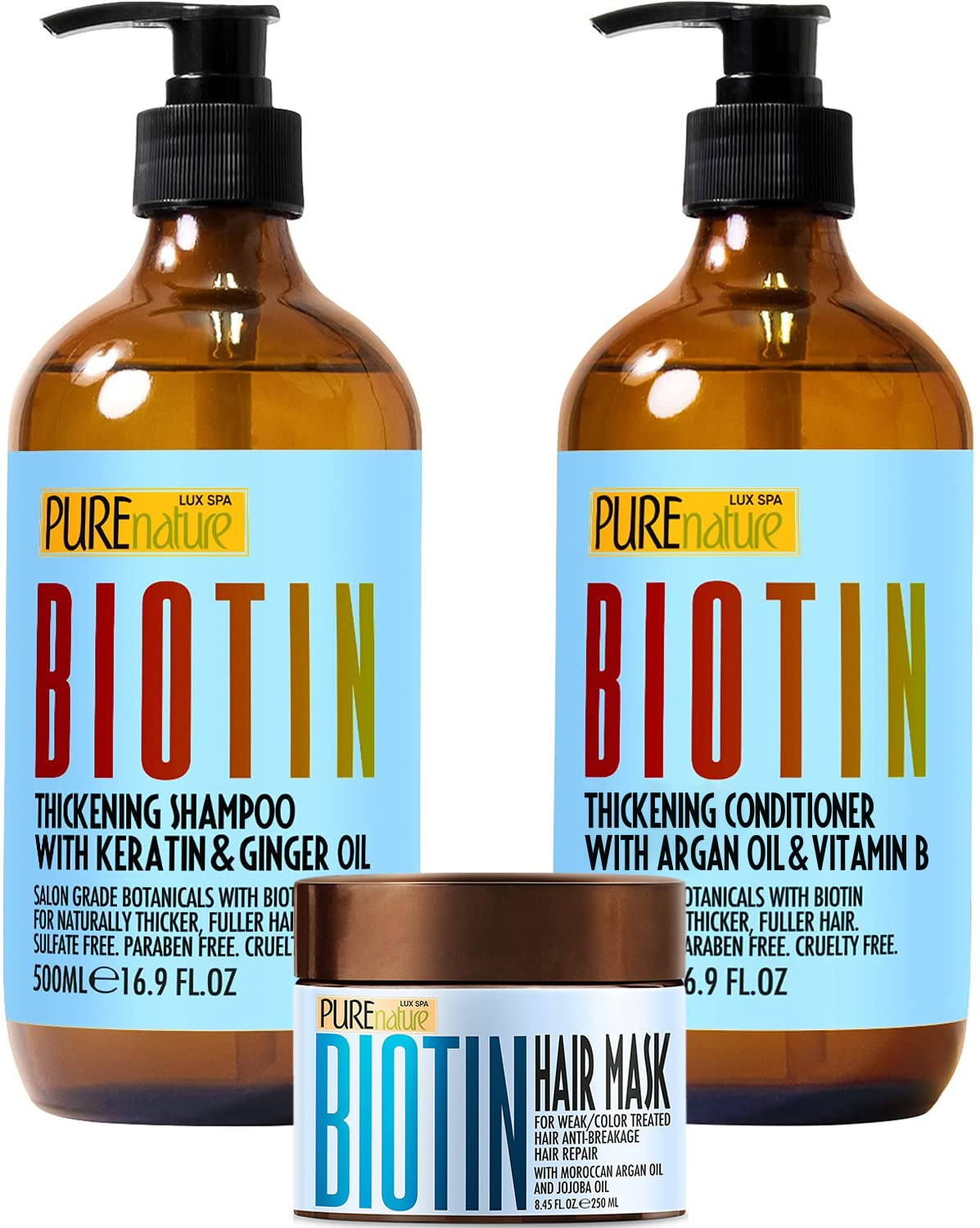 PURE NATURE Biotin Shampoo and Conditioner Set and Biotin Hair Mask