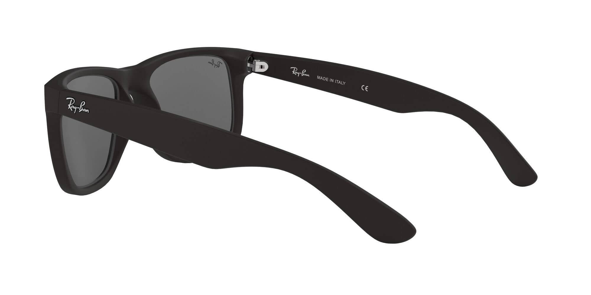 Ray-Ban RB4165 Justin Rectangular Sunglasses, Rubber Black/Grey Mirrored Silver, 51 mm