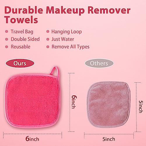 NATWAG | Reusable Update Makeup Removing Microfiber Cloth for Sensitive Skin | Washable Makeup Remover Towels | Natural Facial Cleansing Towels (6βx 6β, 12 Pack/Pink)