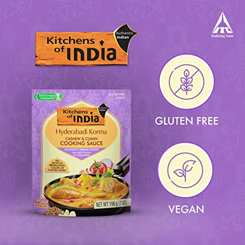 Kitchens of India Hyderabadi Korma, Cashew & Cumin Cooking Sauce 7 Oz (Pack of 6)