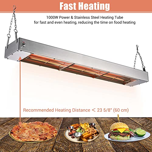 WeChef Electric Strip Heater 2 Pack Portable 36" 1000W Commercial Food Warmer Heating Lamp for Fry Chicken