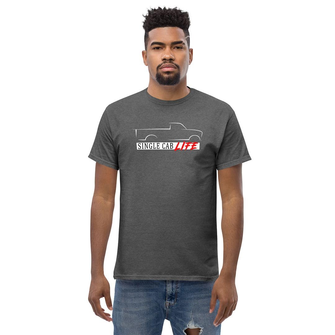 Classic Single Cab Truck T-Shirt, Men's OBS Square Body Regular Cab Truck Owners Shirt - Dark Heather - L