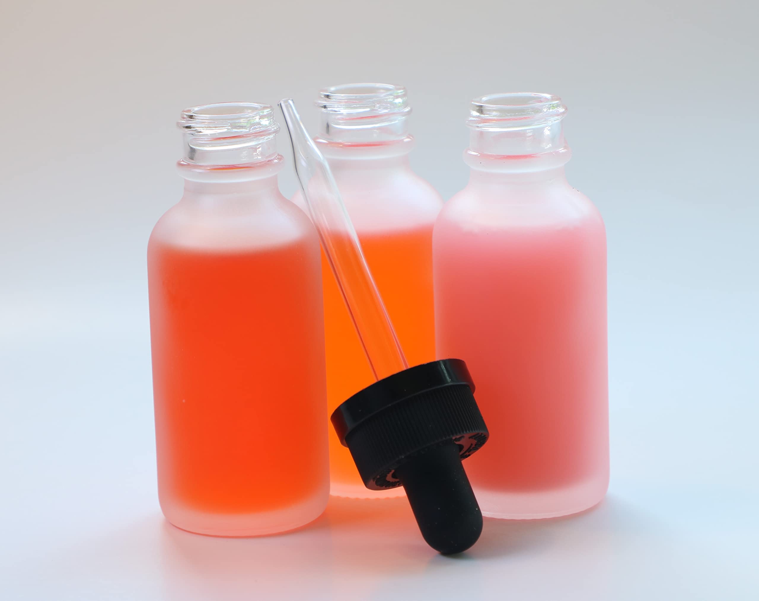 Frosted-Glass Dropper Bottles — 1 fl. oz. | 30 mL — (6 pk) — for Essential Oils, Skincare, Eye Droppers, Formulations – Child-Resistant Locking Feature – (6 bottles / 6 droppers)