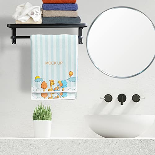 Towel Racks for Bathroom, Black Towel Bar for Bathroom with Double Shelf, Bathroom Towel Rack Wall Mounted 2 Tier, Bathroom Accessories, Space Aluminum, 24 Inch