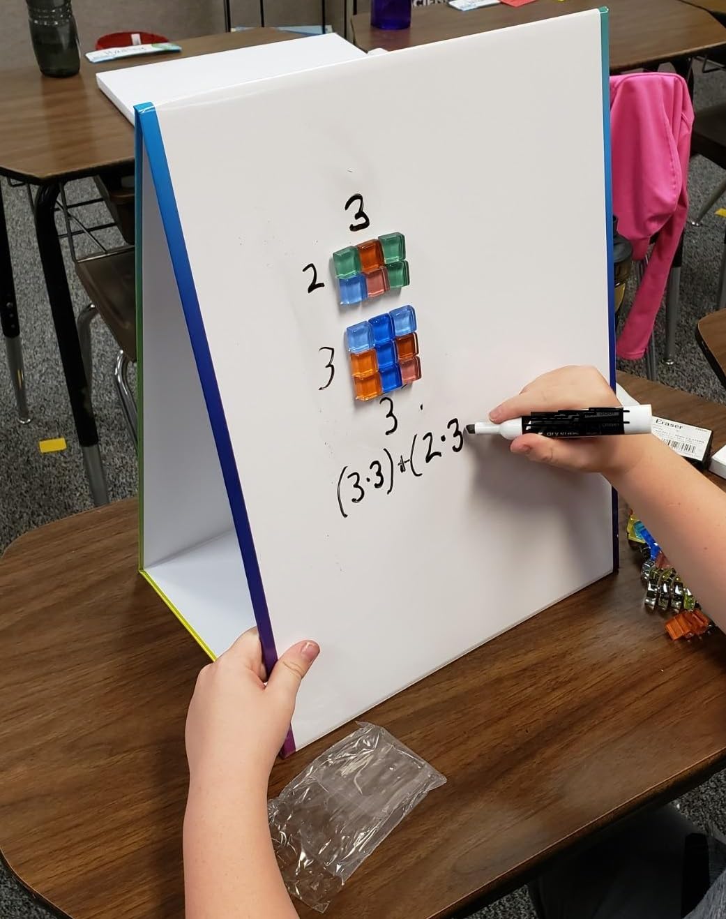 Tabletop Magnetic Easel & Whiteboard (2 Sides) Includes: 4 Dry Erase Markers. Drawing Art White Board Educational Kids Toy