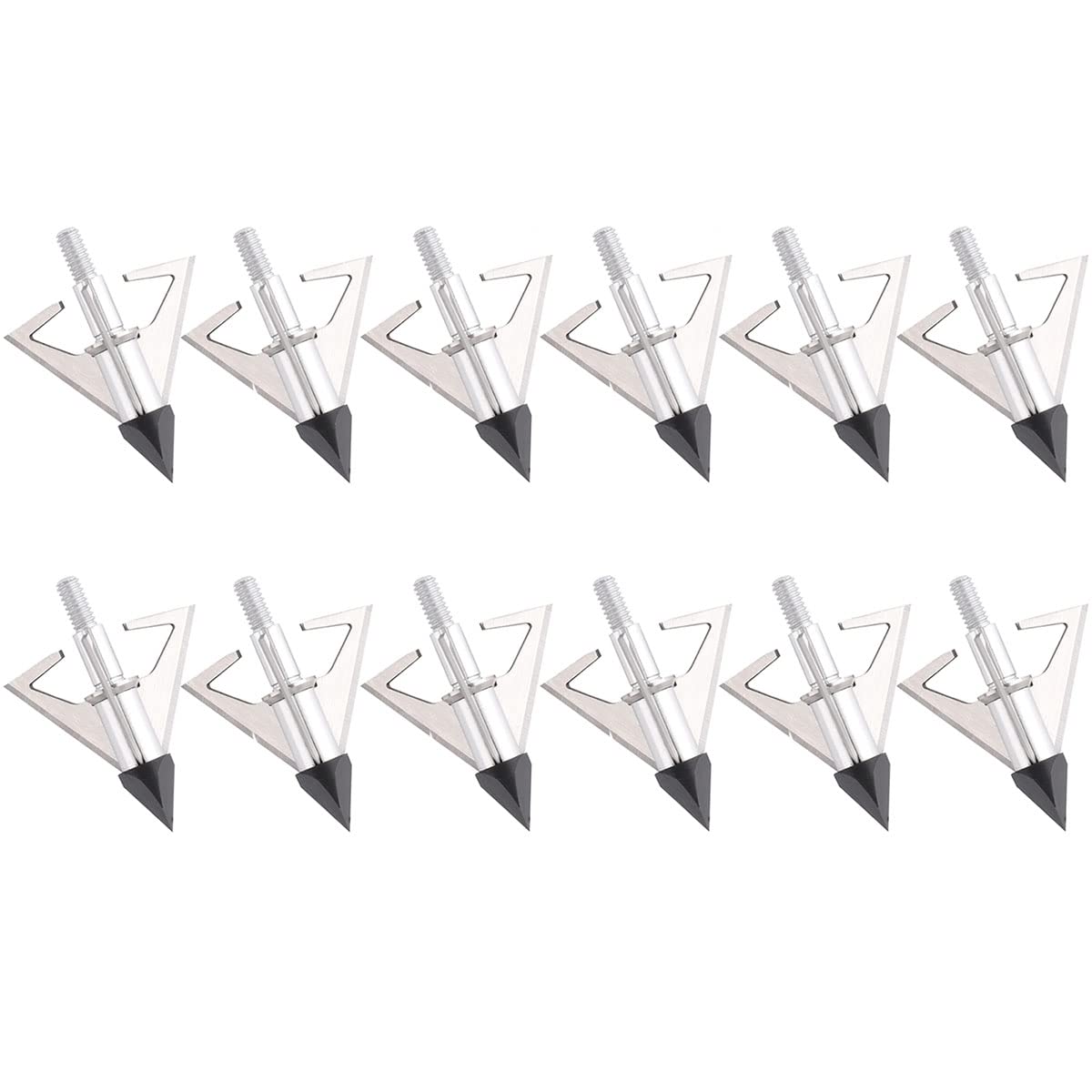 DEEPOWER 12-Pack Hunting Broadheads 1.5" Cutting Fixed 3 Blades Archery Broadheads 100 Grain Arrow Tips for Crossbow Compound Bow Hunting