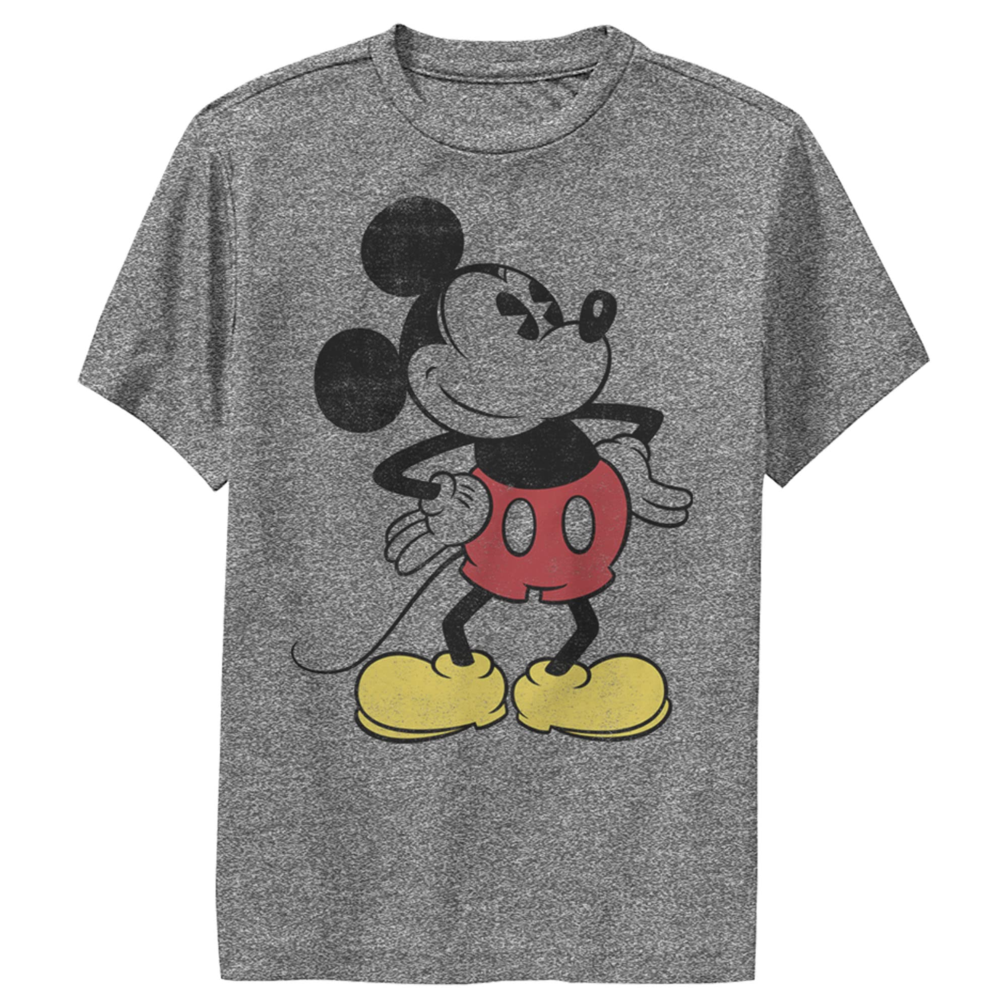 Disney Boy's Classic Vintage Mickey T-Shirt, Charcoal Heather, Large