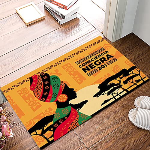 Doormat Bath Rugs Non Slip Black Day History African American Party Month Washable Cover Floor Rug Absorbent Carpets Floor Mat Home Decor for Kitchen Bathroom Bedroom (16x24)