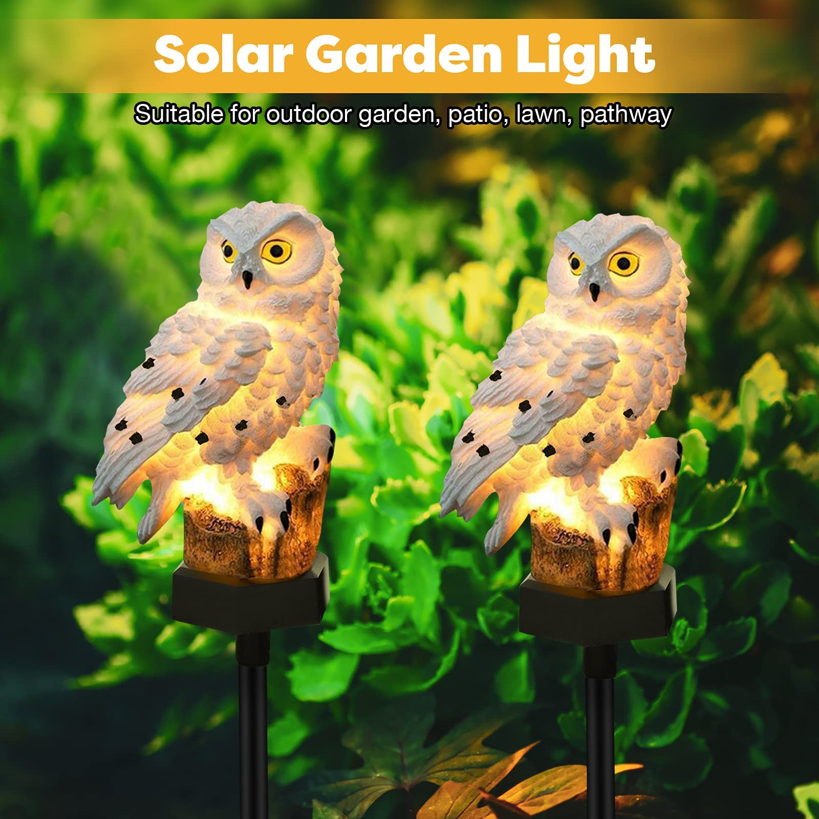 TCJJ Solar String Lights Outdoor Crystal Globe Garden Lights with 8 Lighting Modes, Waterproof Decorative Solar Powered Patio Hanging Lights for Yard Porch Wedding Christmas Party (Owl)