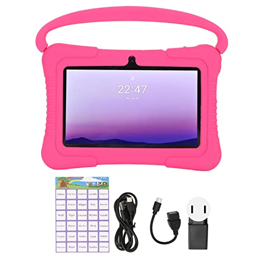 DAUERHAFT 7in Kids Tablet, 1024x600 110-240V Toddler Tablet 2GB 32GB with Protective Cover for Entertainment for Android 10 (US Plug)