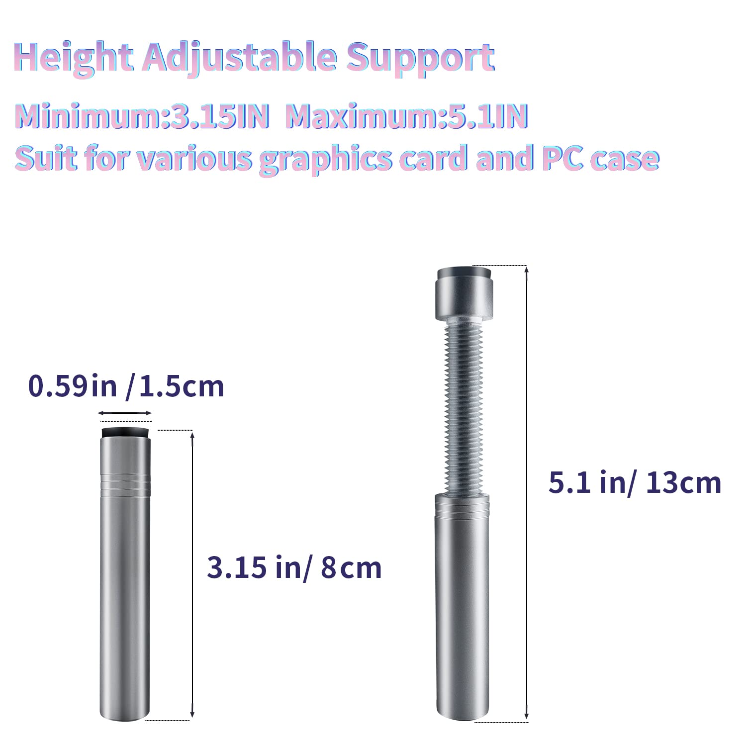 G-CODE GPU Support Bracket Graphics Card Sag Brace, Universal VGA Graphics Card Stand Holder with Magnet and Rubber Pad Height Adjustable,Silver