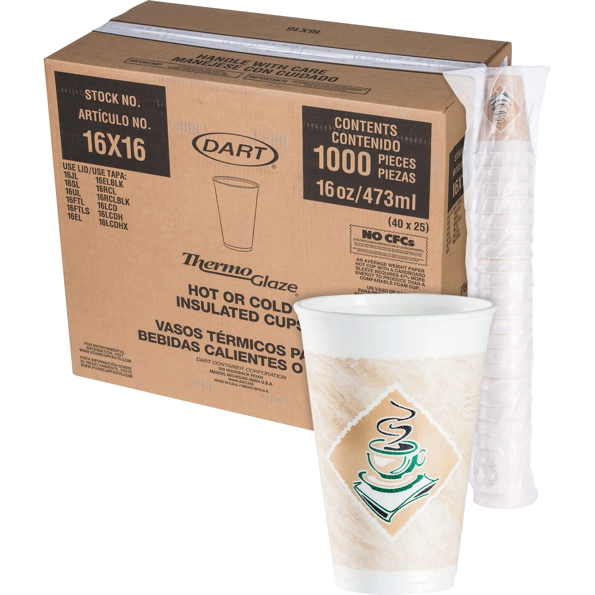 Dart 16X16G 16 oz Cafe G Foam Cup (Case of 1000)