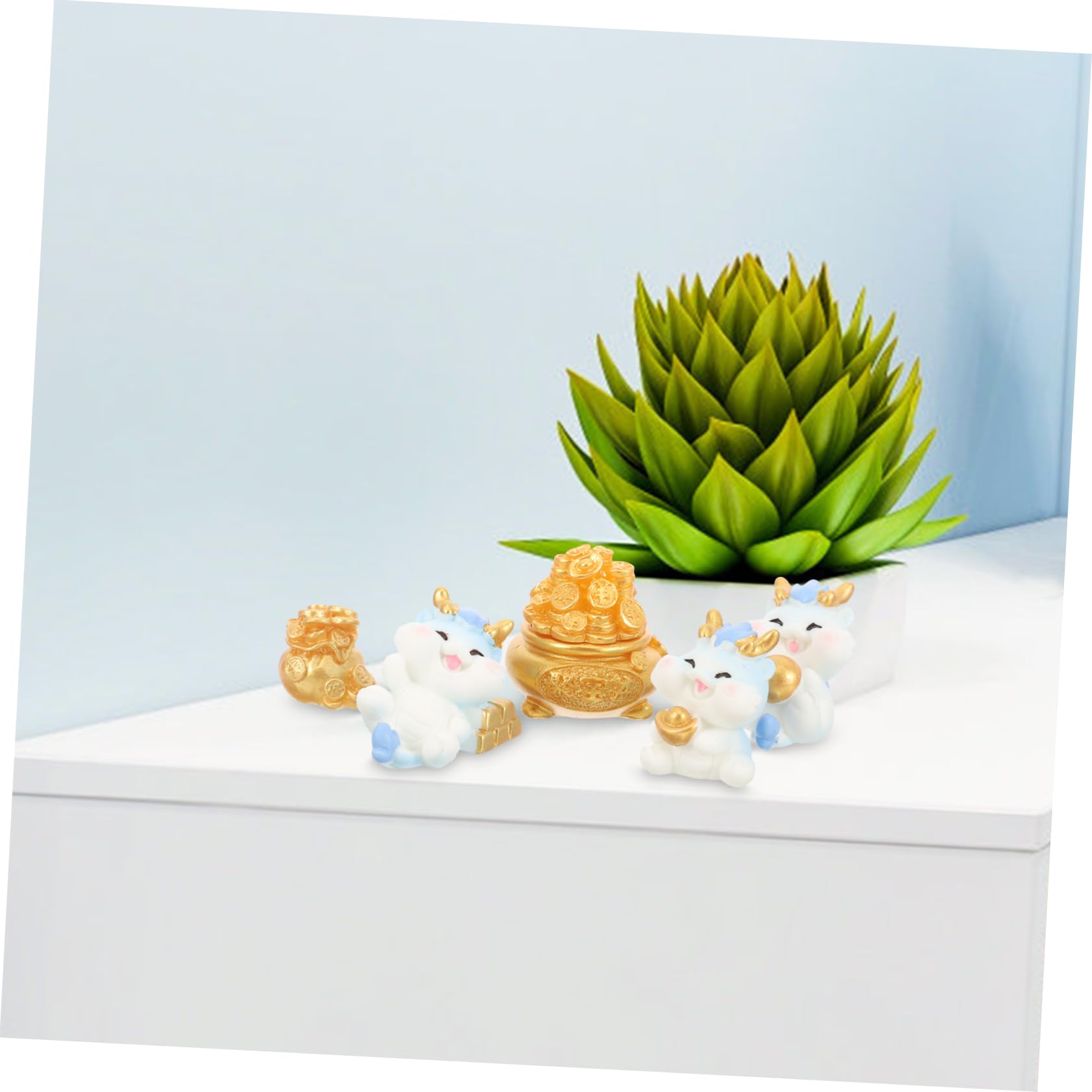 Luxshiny 6 Pcs Mini Animal Figurine Resin Dragon Mascot Doll Adorable Dragon Decor Desktop Dragon Decor