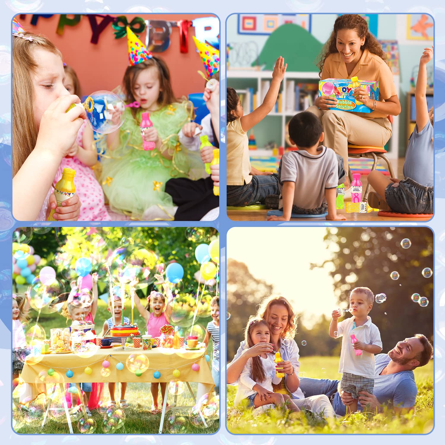 TOY Life 24 Bubble Bottles with Wands, Bubbles Party Favors for Kids, Bubble Bulk with Bubble Solution, Easter Goodie Bag Stuffers Wedding Birthday Summer Party Supplies, Outdoor & Indoor Activity