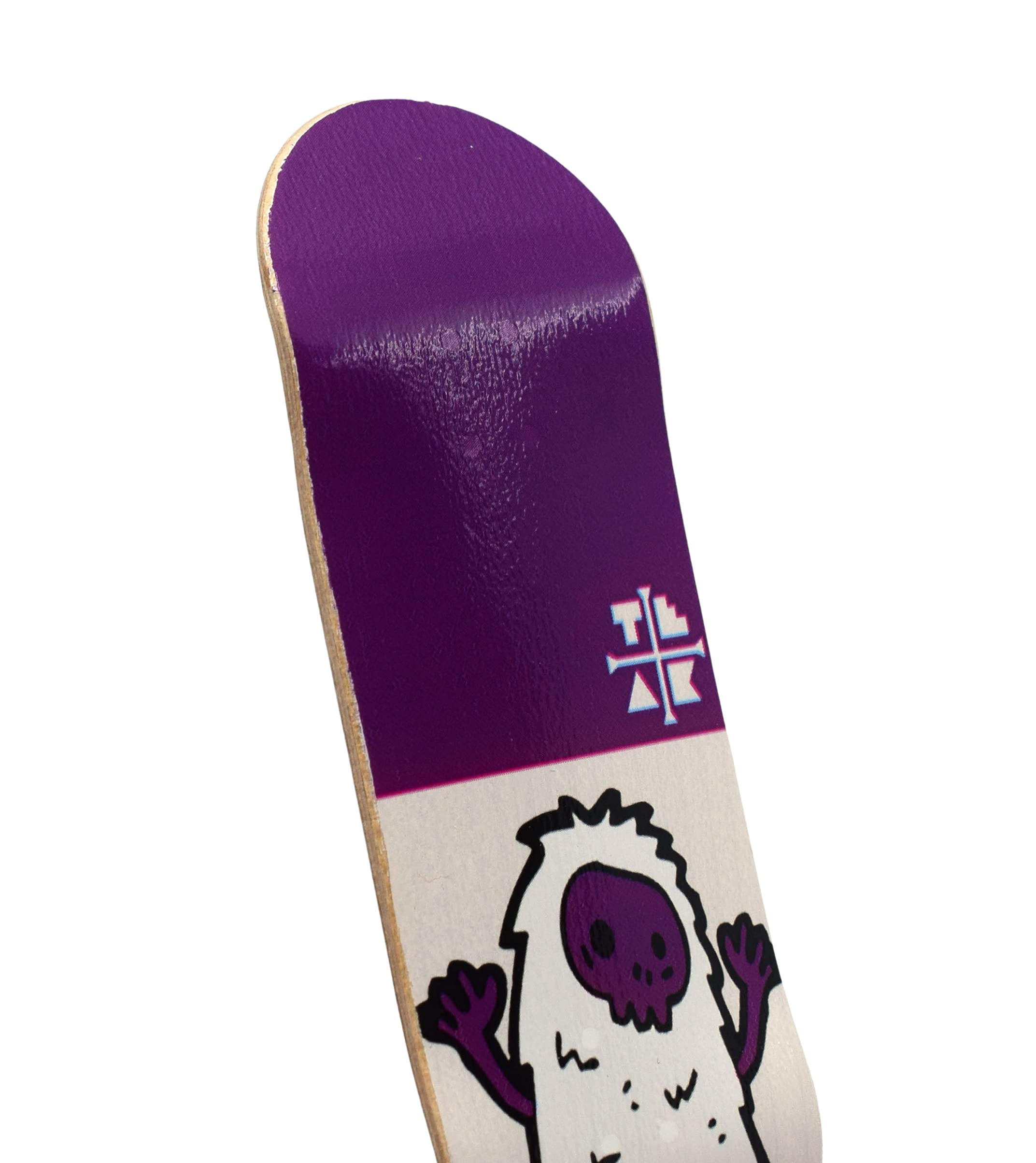 Teak Tuning Premium Fingerboard Graphic Deck, Purple Yeti - 32mm x 97mm - Heat Transfer Graphics, Pro Shape & Size - Pre-Drilled Holes - Includes Prolific Foam Tape