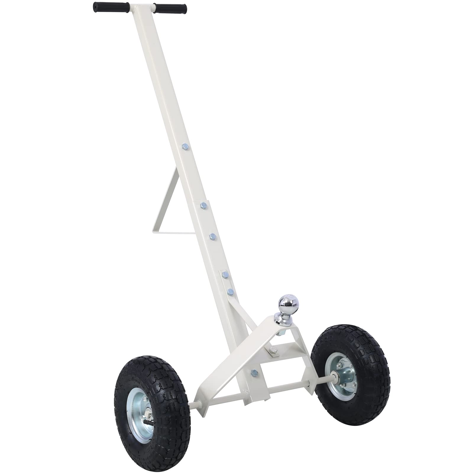 Fulvari Fulvari Adjustable Trailer Dolly, 600 Lbs Max Trailer Weight, Heavy Duty Steel Trailer Mover with 10" Pneumatic Tire, 44" Handle, Corrosion Resistant, for Moving Rv Trailer Grey