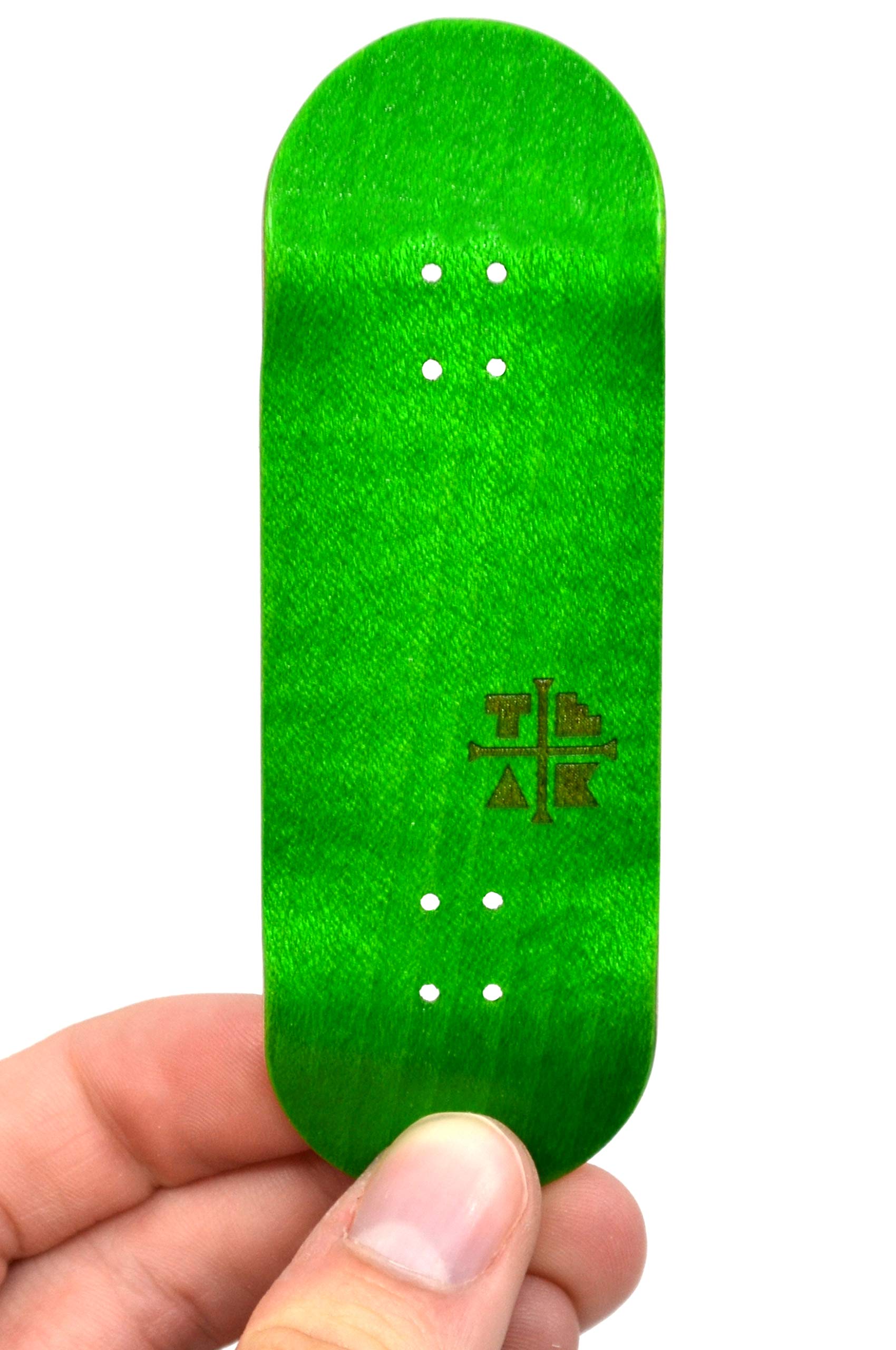Teak Tuning Prolific Wooden Fingerboard Deck, Ghillie Green - 34mm x 97mm - Handmade, Pro Shape & Size - Five Plies Wood Veneer - Includes Prolific Foam Tape