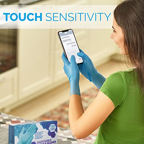 UniGroup Care [100 Pcs] Nitrile Gloves - Powder & Latex Free Disposable Exam Gloves - Medical and Food Grade - 3 Mil - Touch Sensitive - Medium