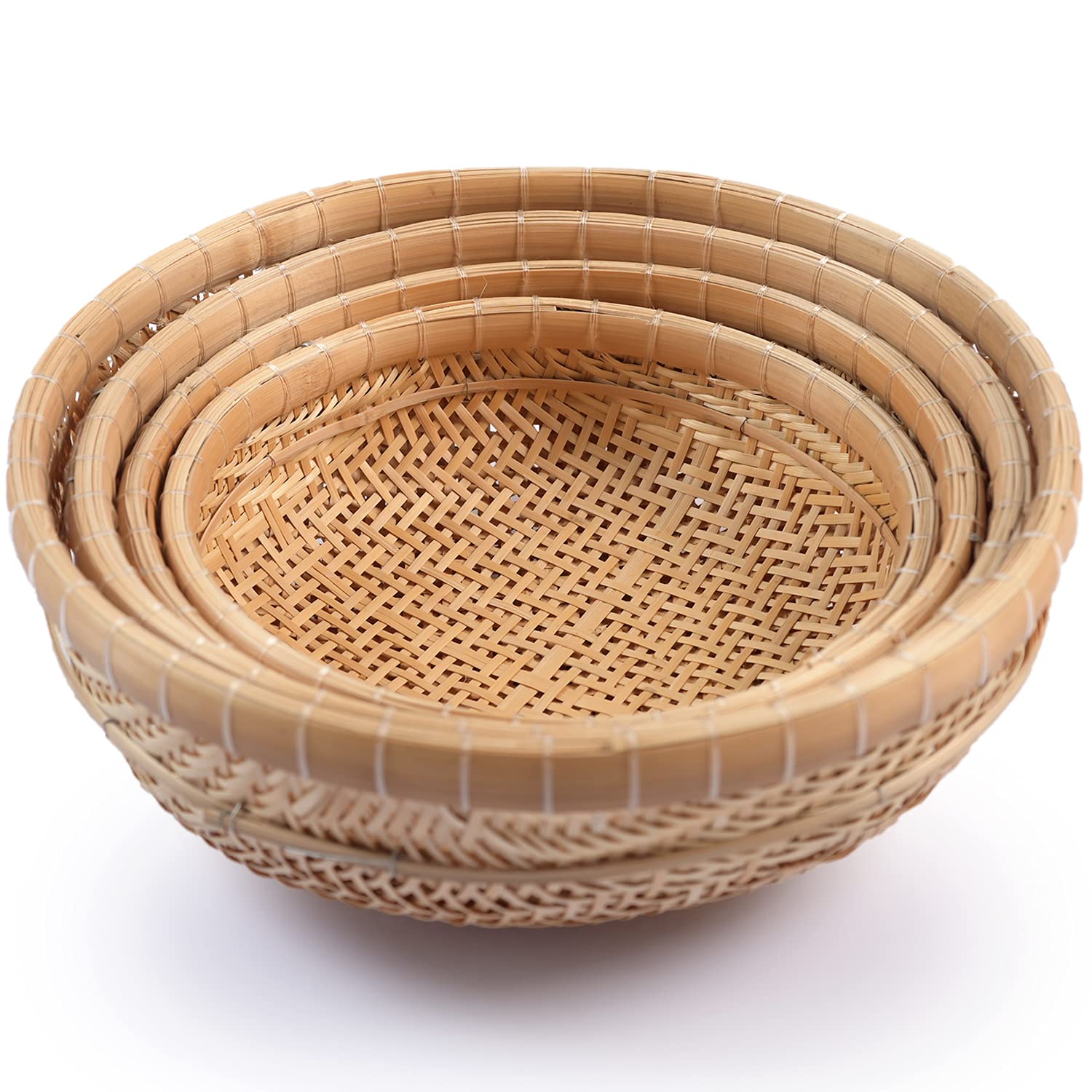ECO FRIENDLY HOMEWARE VNCK Fruit Holder For Kitchen Countertop, Fruit Bowls For Table Centerpiece, Decorative Bowl, Fruit Bowl For Kitchen Counter (9.8", 11", 11.8", 13.4" diameter, 4 Pcs, Hole)