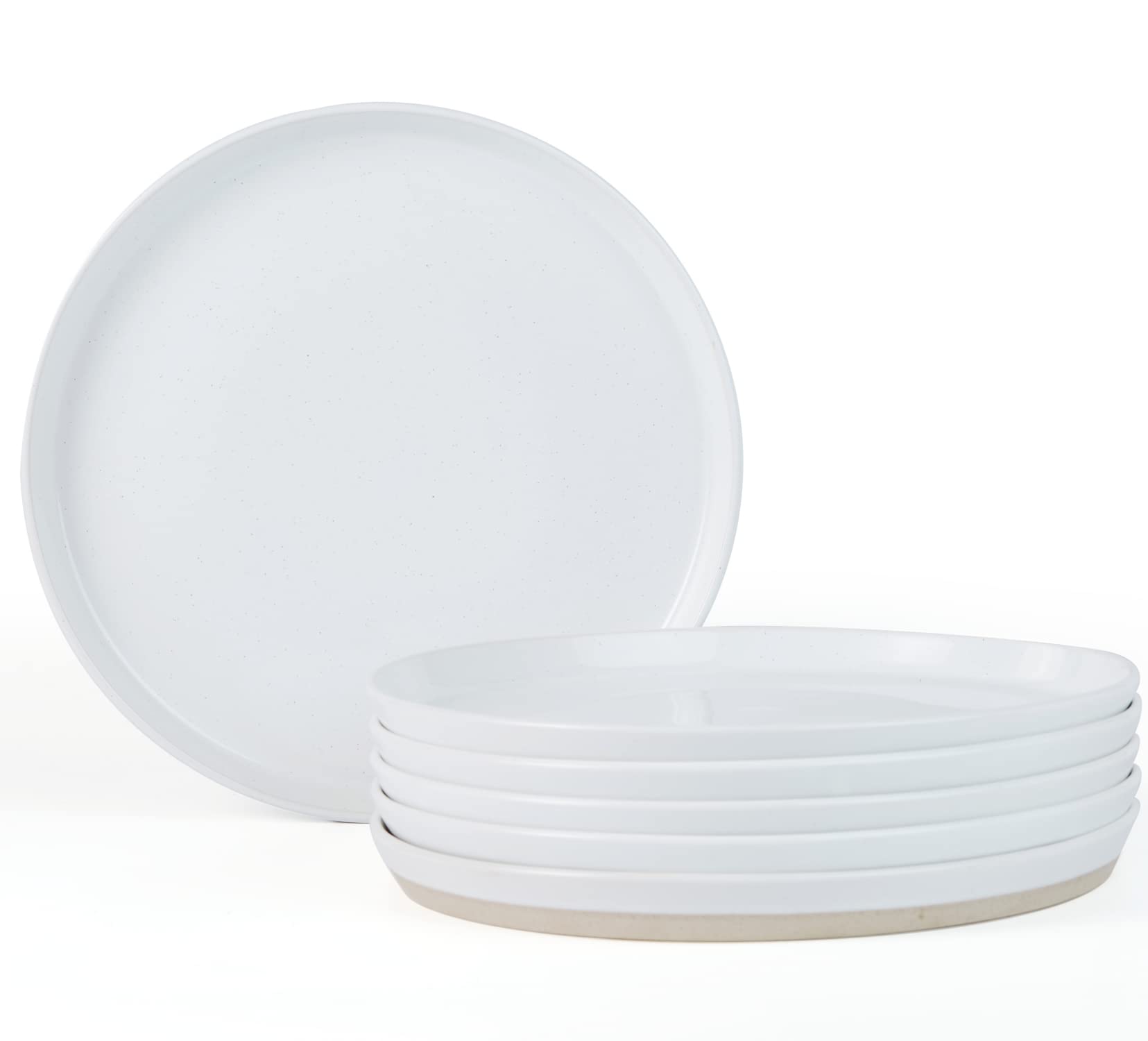 famiware Saturn 6 Pieces Dinner Plates, 10.5 inch Plate Set, Scratch Resistant, Stoneware Dinnerware, Kitchen Modern Rustic Serving Dishes, White