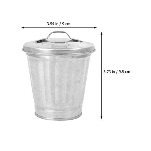 jojofuny 3 pcs Tabletop Table Covered Simple Pen Wastebasket Bin Stationery Rustic Top Fun Desktop Recycler or Rubbish Pencils Galvanized Wastepaper Organizer Cute Brushed X Container