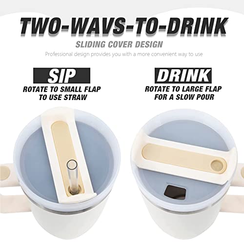 Tumbler Lids for Stanley Cups, 40 OZ Tumbler Lid Compatible for Stanley, 3 Pcs Non-Spill Lids for Stanley Cups, Spill Proof Lids for Stanley & More Coffee Cups, Reusable Spill Proof Lids (Beige)