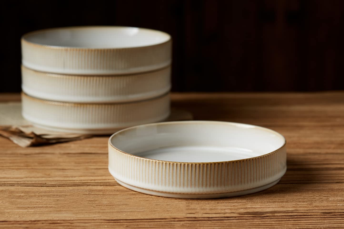 famiware Star 7.5" Pasta Bowls Set, Salad Bowl Set of 4, Double Reactive Glaze, Stackable, Perfect for Your Friend for Housewarming, Thanksgiving, Christmas, Cappuccino White