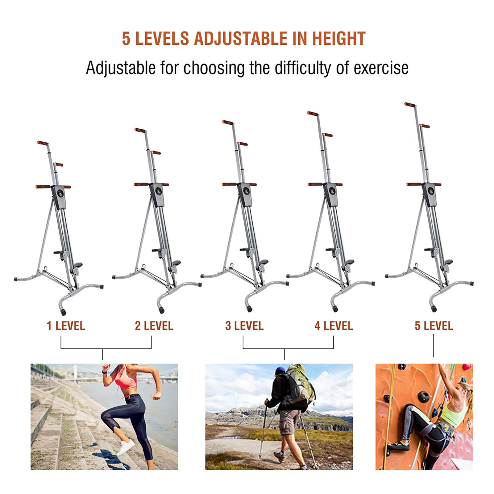 Demeras Home Stepper, Climber Adjustable Height Wearable Steel Frame 5 Level Non Slip Heavy Duty for Exercise