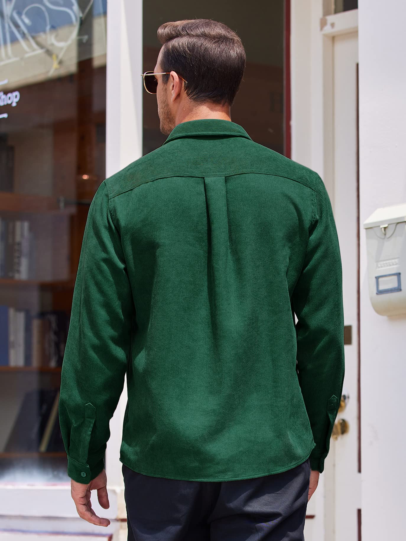 COOFANDY Men's Shacket Button Up Regular Fit Designer Spring Waffle Shirt Jacket Green