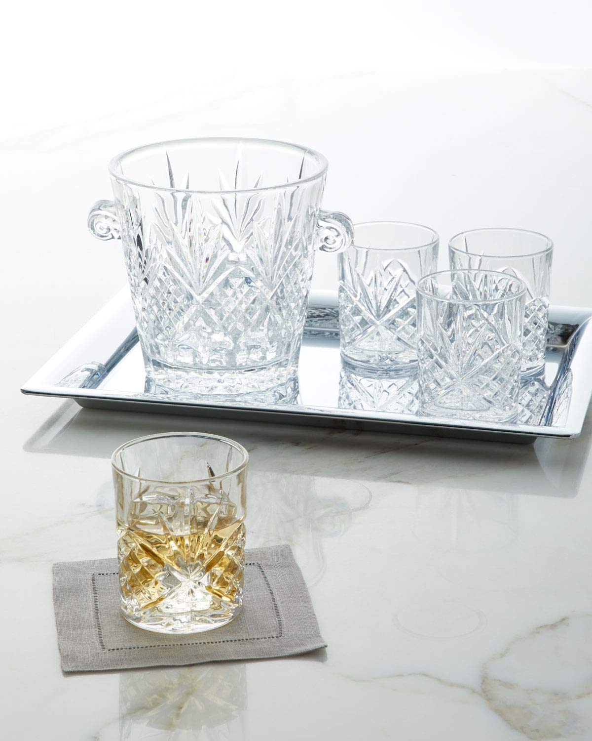 Elegant Crystal Ice Bucket with handles, wine cooler bucket, For weddings,events, parties