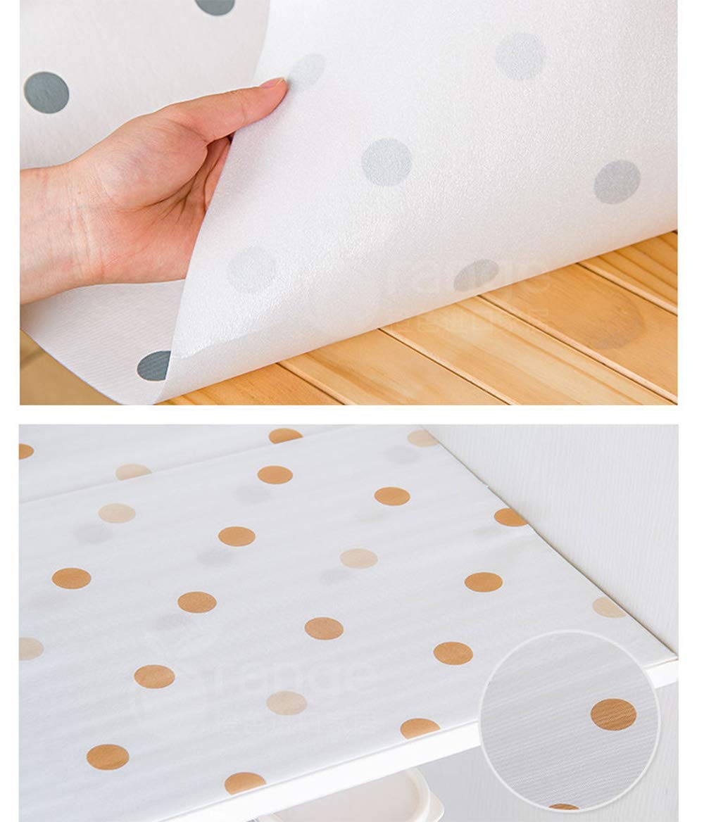 Decorative Cute Polka Dots Non-Adhesive Shelf Liner for Refrigerator Drawer Kitchen Cabinets Pantry Cupboard Closet, 11.8X196 Inches
