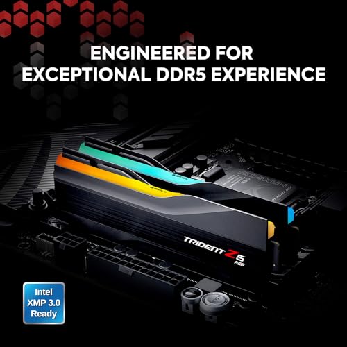 G.SKILL Trident Z5 RGB Series (Intel XMP 3.0) DDR5 RAM 64GB (2x32GB) 6000MT/s CL32-38-38-96 1.40V Desktop Computer Memory UDIMM - Matte Black (F5-6000J3238G32GX2-TZ5RK)